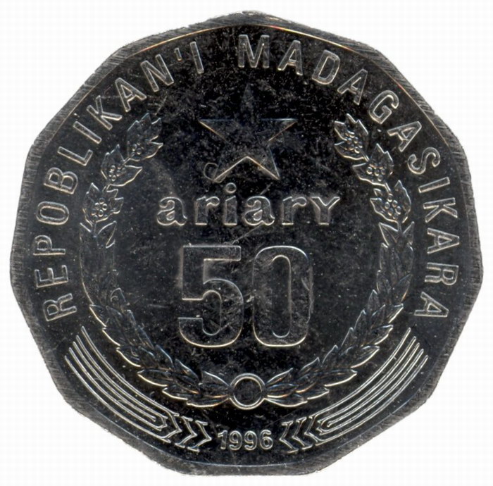 50 Ariary Coin 250 Malagasy Francs Madagascar Library
